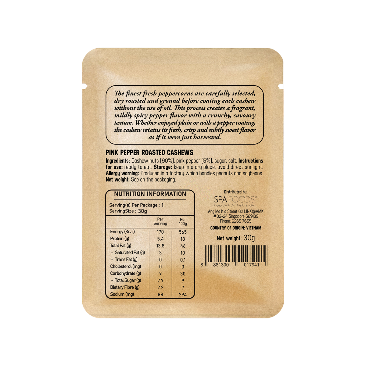 Pink Pepper Roasted Cashews – Spa Foods Pte Ltd